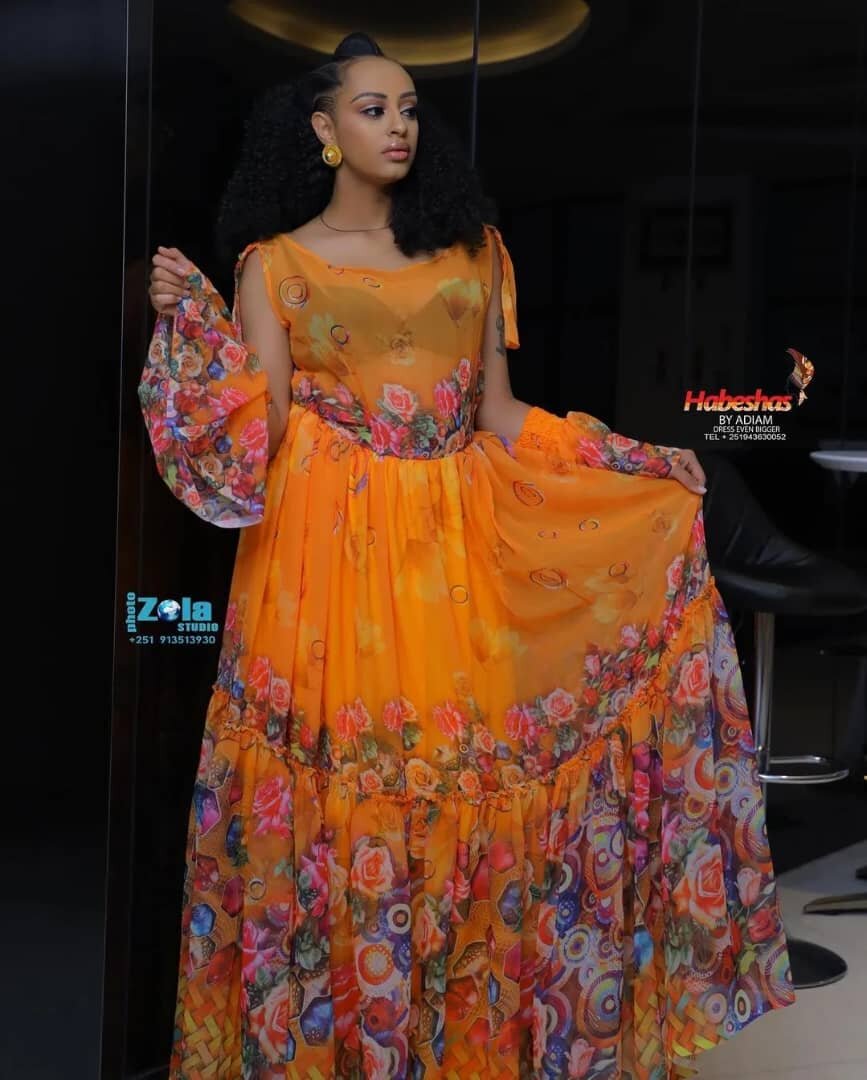 Eritrean and Ethiopian habesha traditional dress Chiffon / Shiffon ...